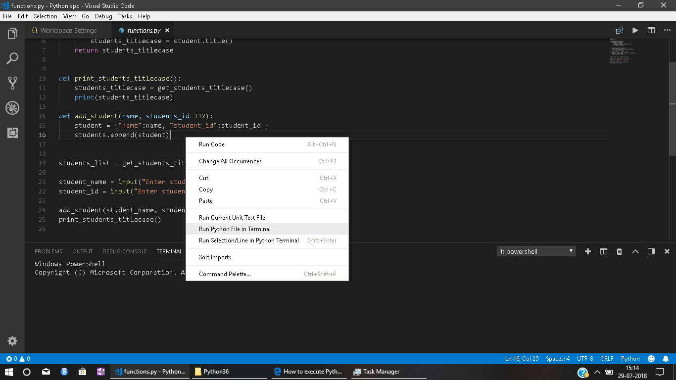 Comment Ex cuter Du Code Python Partir Du Code Visual Studio
