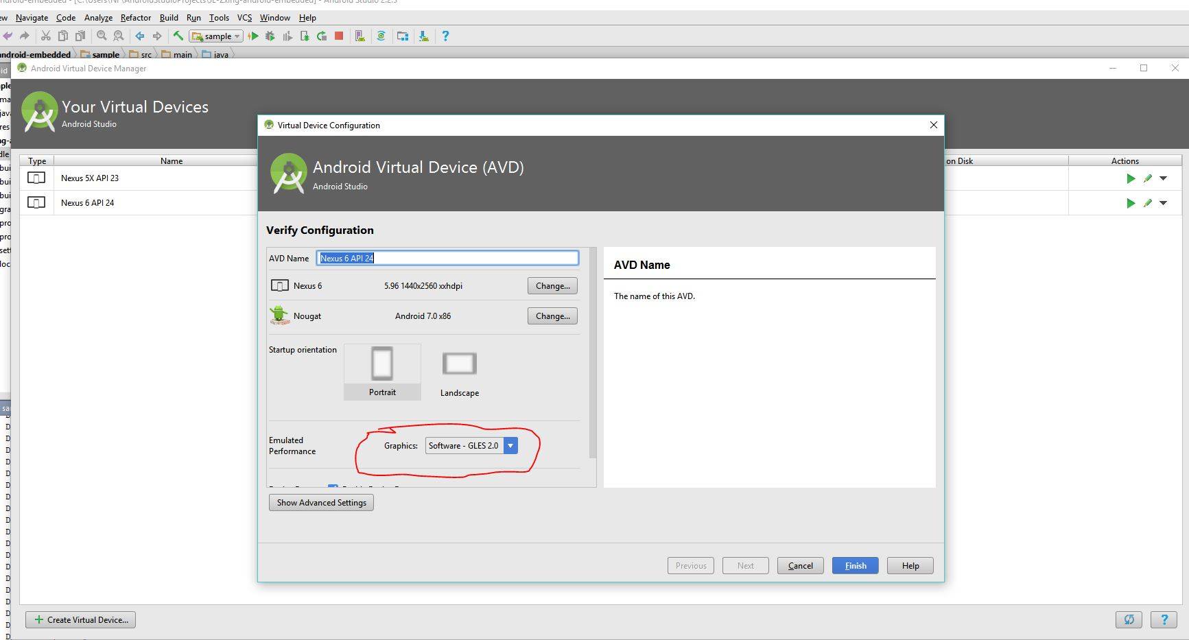EGL BAD MATCH error Android Studio