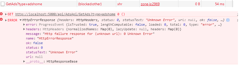 J'obtiens "Http failure response for (url inconnue): 0 Unknown Error" au lieu du message d ...